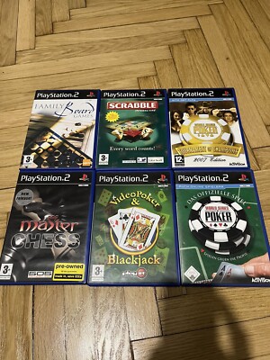 PS2 PAL Lot Of 6 Card / Board Games ( Poker , Chess , Scrabble , Family ...