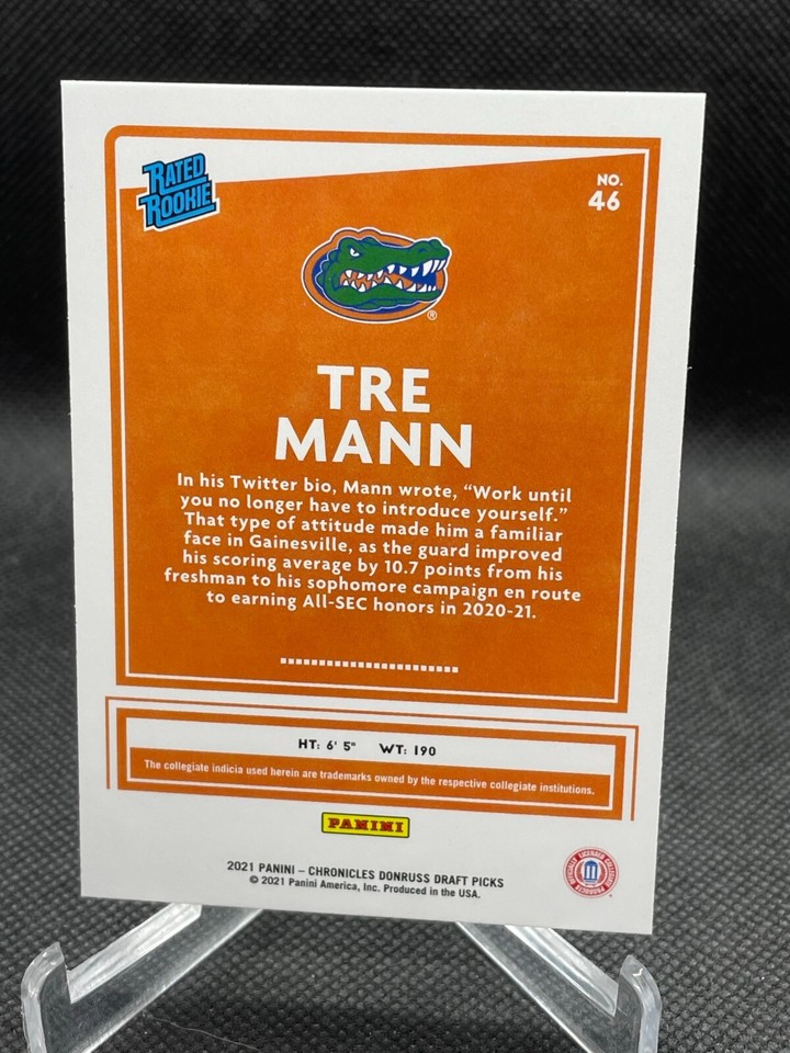 Tre Mann 2021 Panini Chronicles Donruss Draft Picks Rated Rookie RC #46 ...