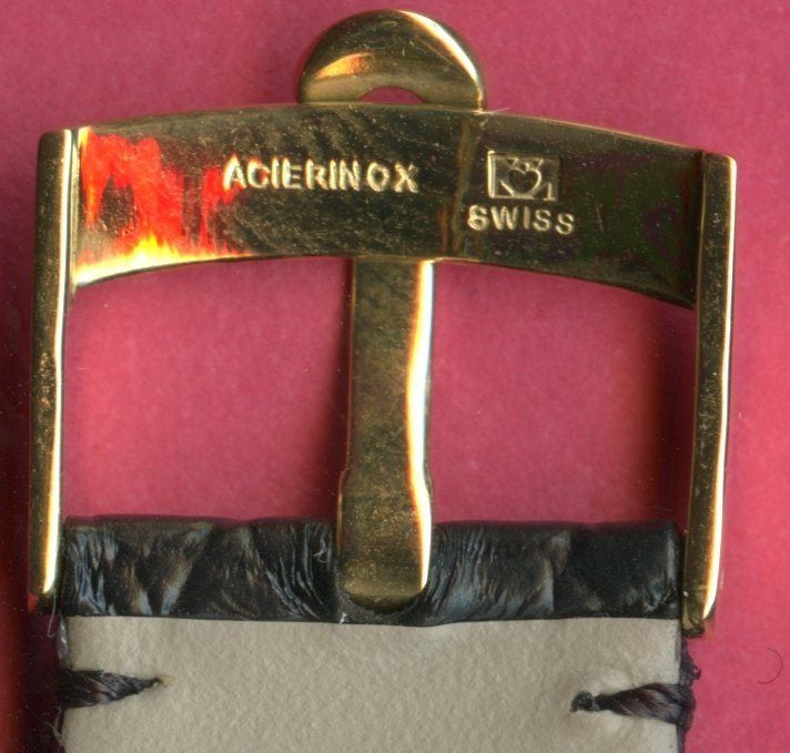 GEN ALLIGATOR MB BLACK BAND STRAP 18mm EXTRA LONG & GENUINE OMEGA GOLD ...