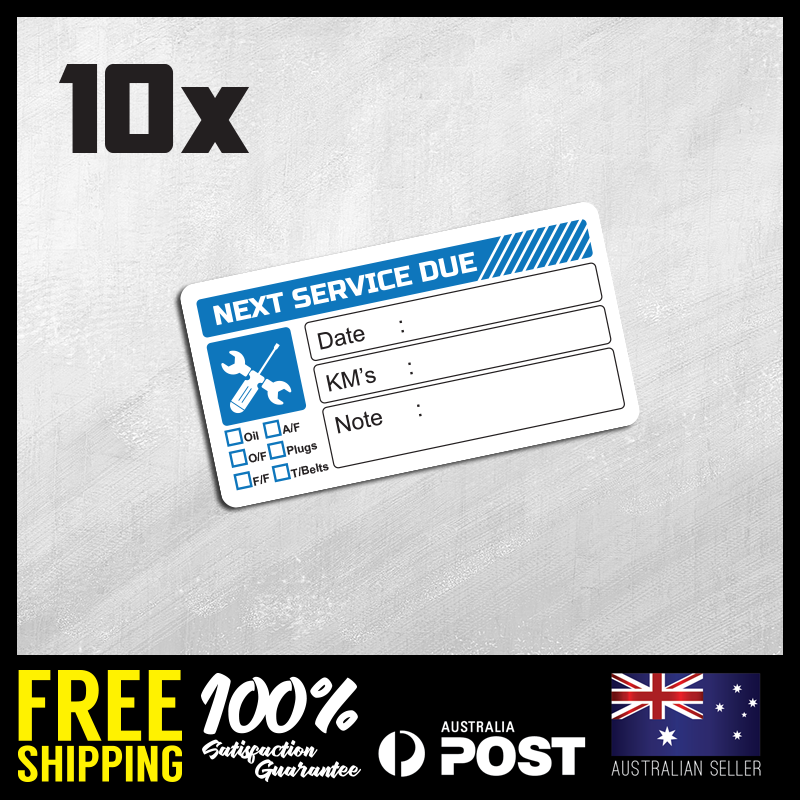 10x Next Service Due Label Stickers 35x65mm Maintenance Vehicle # ...