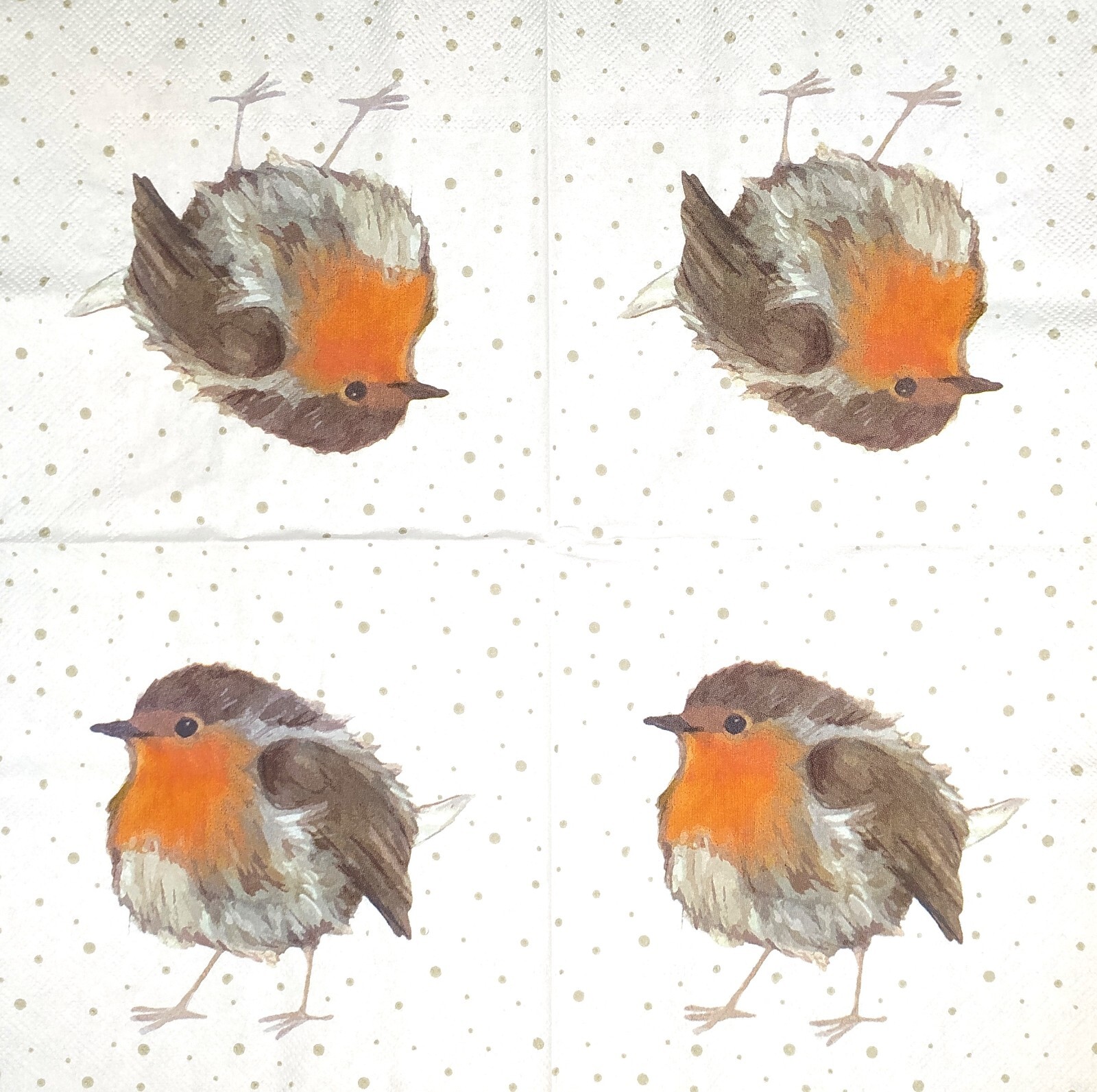 T704# 3 x Single Paper Napkins For Decoupage Big Fat Robin Bird On ...