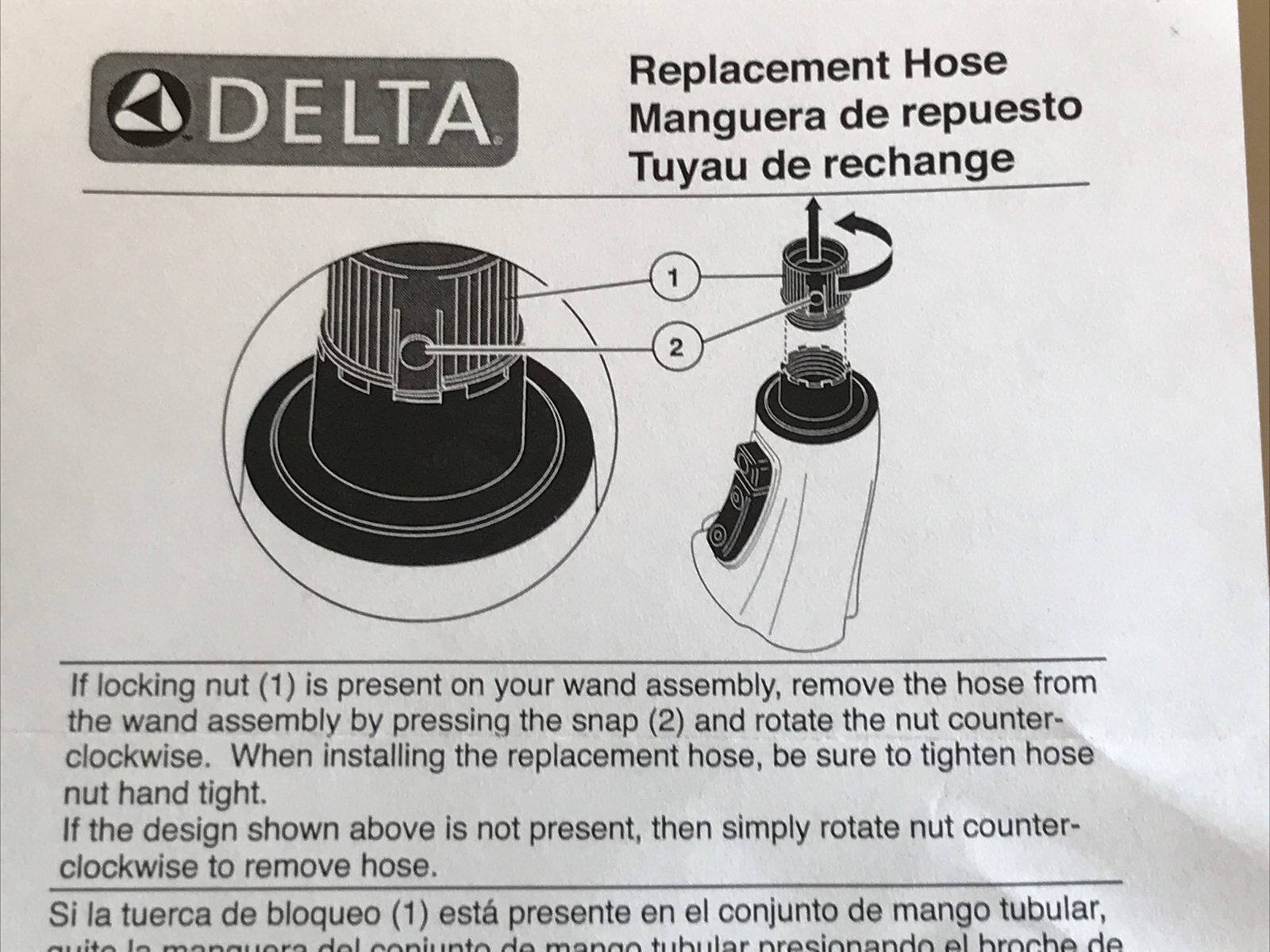 Delta Kitchen Faucet 62" Replacement Hose For Pull Out Spray Wand ...