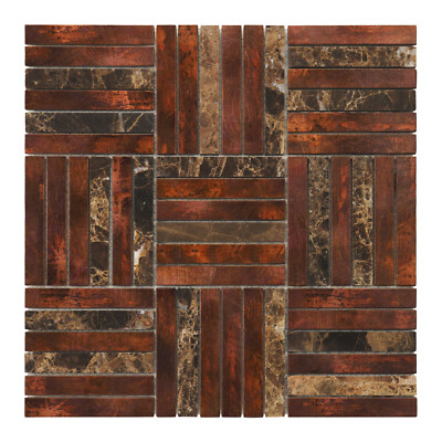 Brown Emperador Dark Marble Antique Copper Color Parquet Mosaic Tile ...