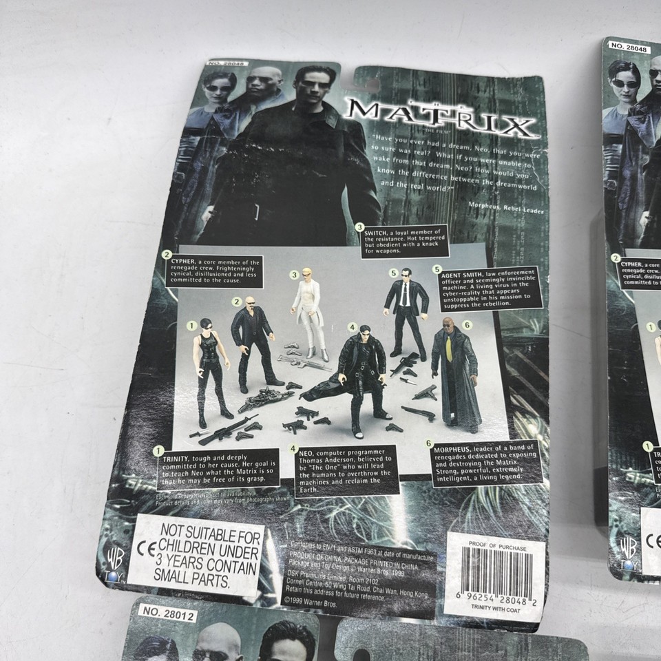Lot 4 1999 N2 Toys The Matrix Series 1 Trinity Black Coat Sealed Switch ...