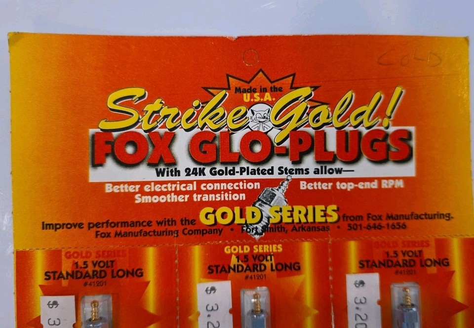 Six (6) Fox Glow Plugs Standard Long 1.5v Gold Series 24k Plated Stems ...