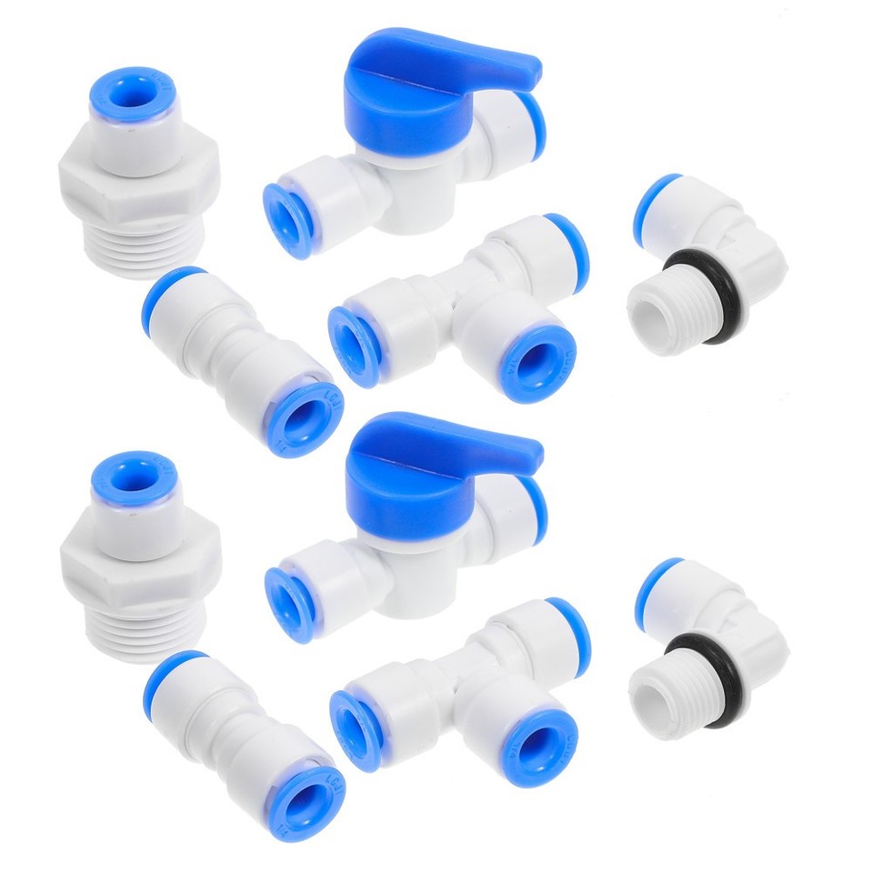 10Pcs PE Connector Water Filter Pipe Fittings Joint Elbow Tee for ...