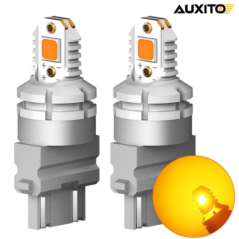 2PC AUXITO 3157 Amber LED Yellow Turn Signal Blinker Corner Light bulb ...
