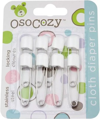 Diaper Pins - {White} - Sturdy, Stainless Steel Diaper Pins with Safe ...