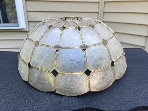 Vintage Dome Shaped Capiz Shell Lamp Shade Clip on Bulb | eBay