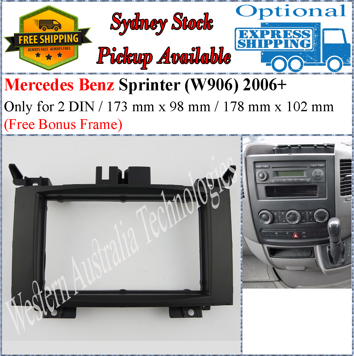 Fascia facia Fits Mercedes Benz Sprinter W906 2006+ Double 2 DIN Dash ...