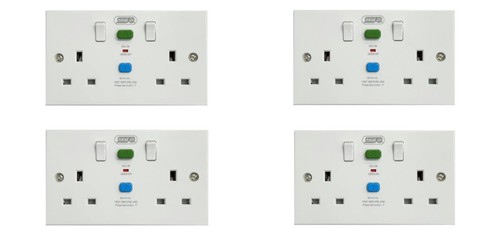 4 x Selectric LGRCD-2 Twin RCD Switch Socket 13amp 30mA White (Passive ...
