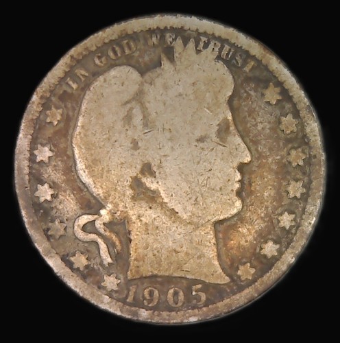 Barber Quarter 1905 P - 90% Silver US Coin - Circulated Condition | eBay