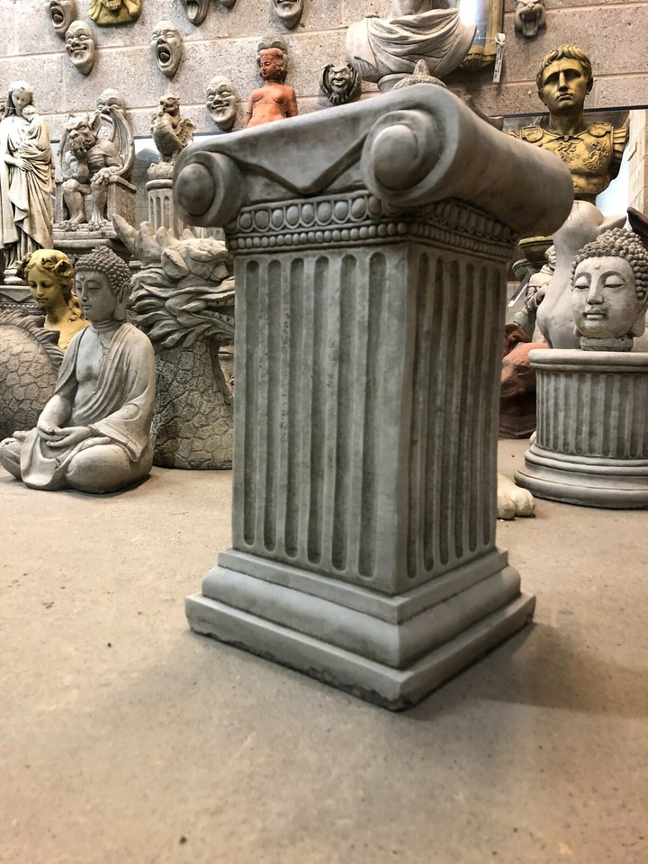 Scroll plinth pedestal Solid heavy concrete garden ornament Scroll ...
