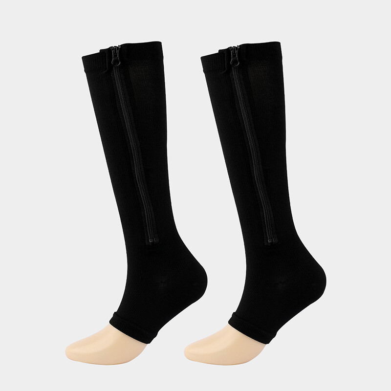 Zipper Sox Compression Socks Zipper Leg Support Knee Open Toe Shaper ...