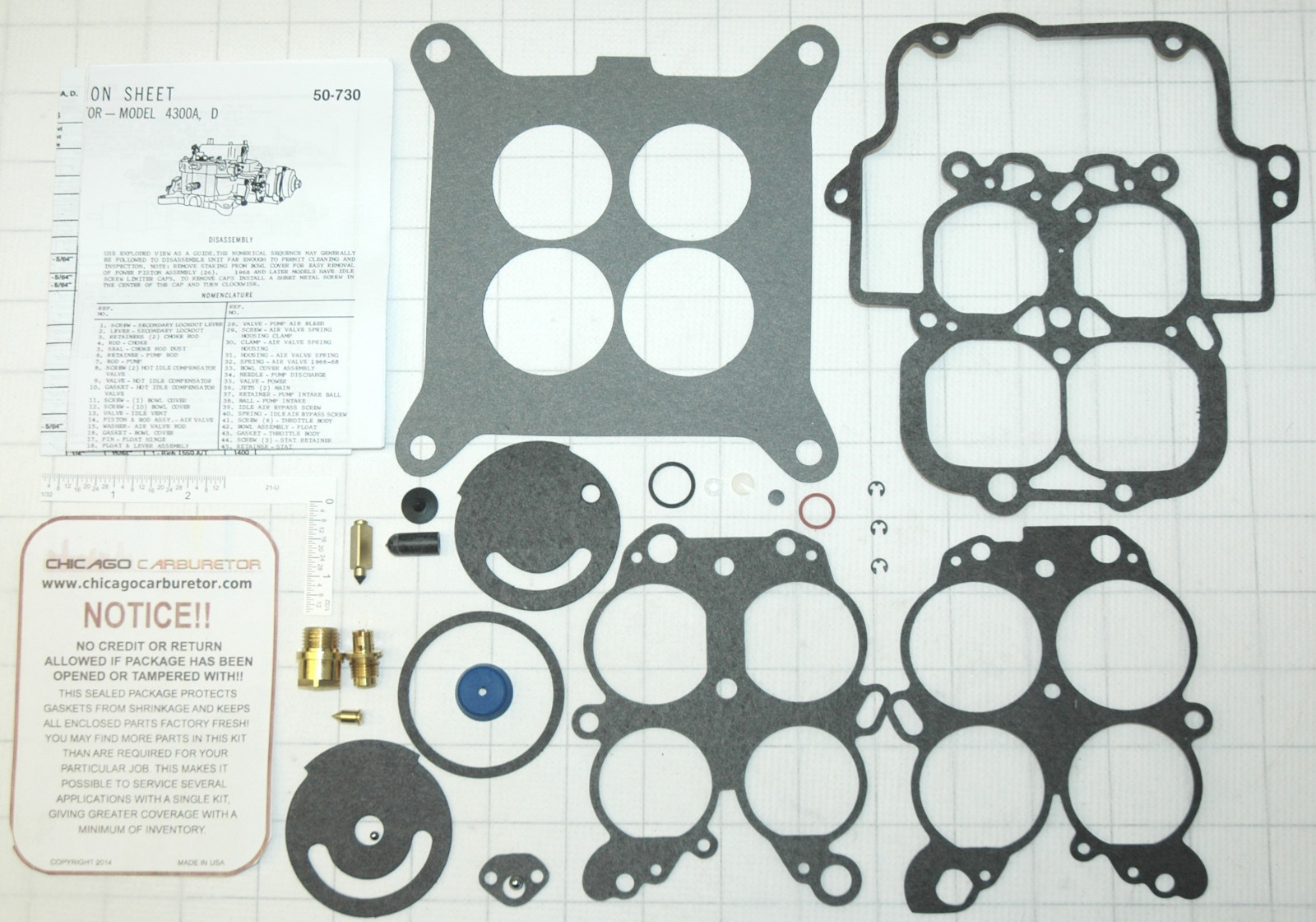 1968-74 CARB REPAIR KIT MOTORCRAFT 4300 OR 4300D 4 BARREL LINCOLN 460 ...