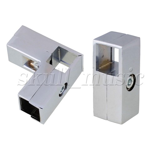 2Pieces L Shape Square Tube Connectors Set with 2 Way Aluminum Alloy ...