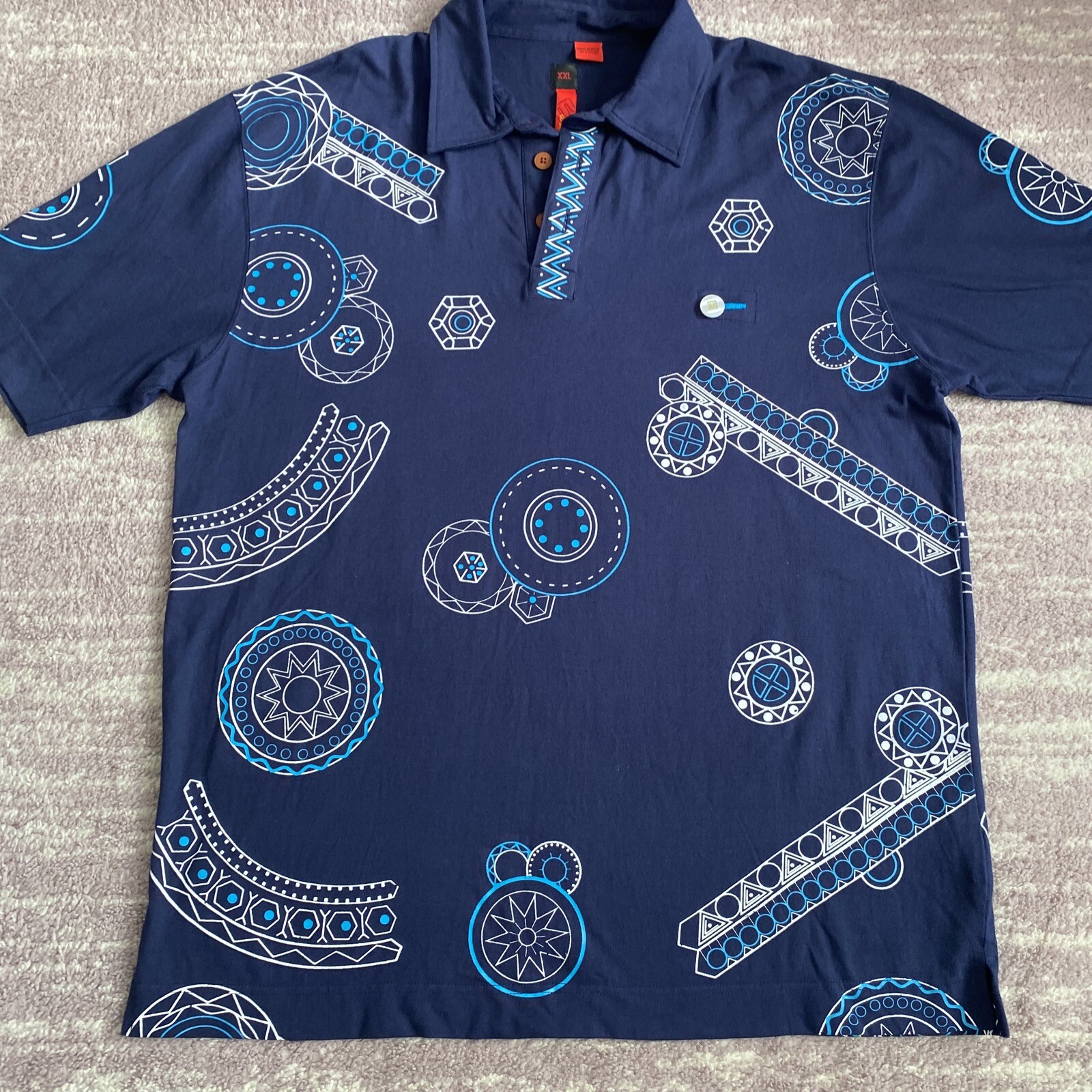 Massive Revolution Polo Painted Graphic Geometric Rap… - Gem