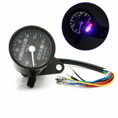 LED Dual Motorcycle Odometer Analog Speedometer Gauge Signal Light 12V ...