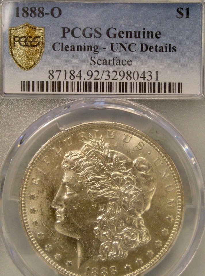 1888 O SCARFACE MORGAN SILVER DOLLAR RARE VAM 1b DIE BREAK PCGS MS+ ...