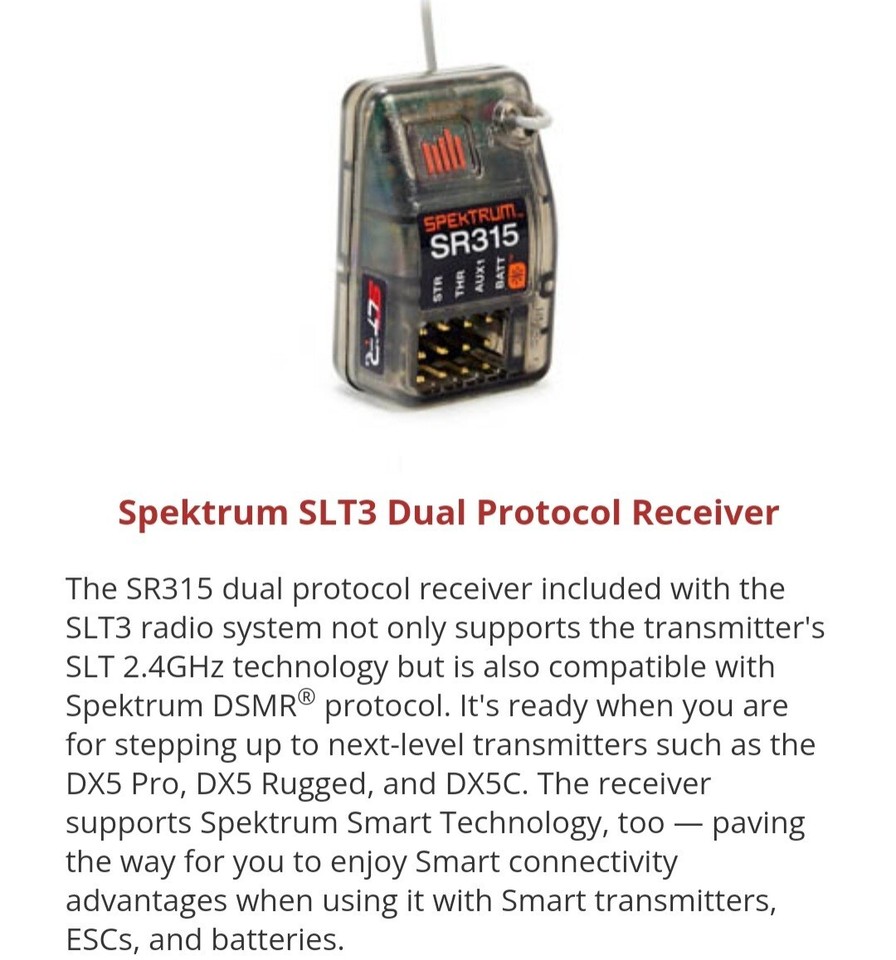 Spektrum SLT3 Radio RC Transmitter 3 Channel Remote 2.4GHz SR315 ...