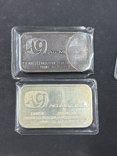 Rare 1oz Silver AG-Met Vintage Bars. Comes With Both Reverses Blank And ...