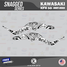 Graphics Kit for Kawasaki ATV KFX50 (2007-2022) Snagged-White (16 Mil ...