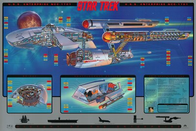 New Star Trek TOS USS Enterprise NCC 1701 Cut Away Cross Section Poster ...