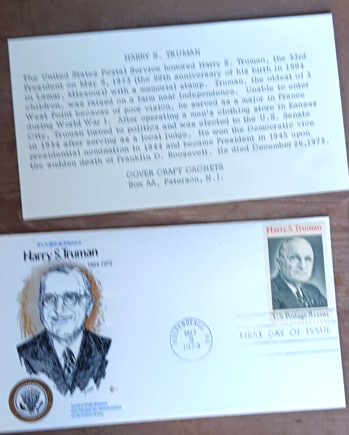 HARRY TRUMAN INDEPENDENCE MISSOURI MEMORIAL COVERCRAFT CACHET FDC 1973 ...