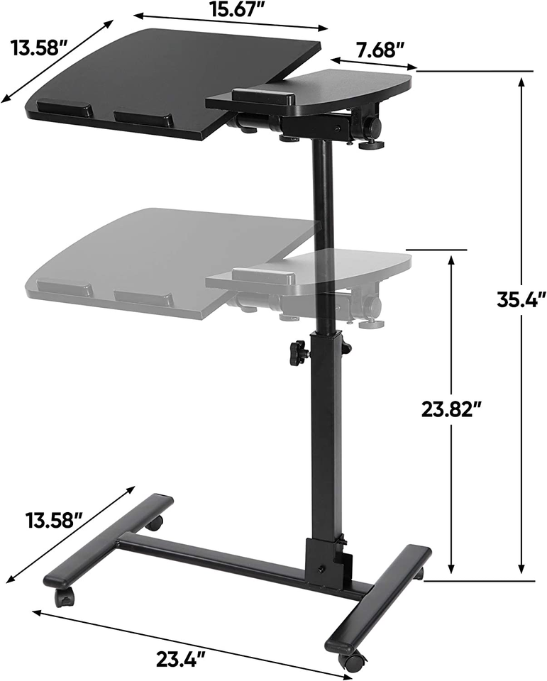 Angle & Height Adjustable Rolling Table Desk Laptop Notebook Stand ...