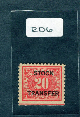 1918 Stamp #RD6 Revenue 20c Stock Transfer Used | eBay