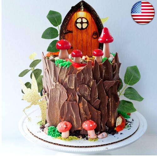 JeVenis Red Mushroom House Cake Decoration Mushroom Cake Decoration ...