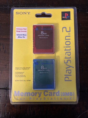 Sony PlayStation 2 (PS2) 8MB Memory Card Red/Blue (2-Pack). Brand New ...