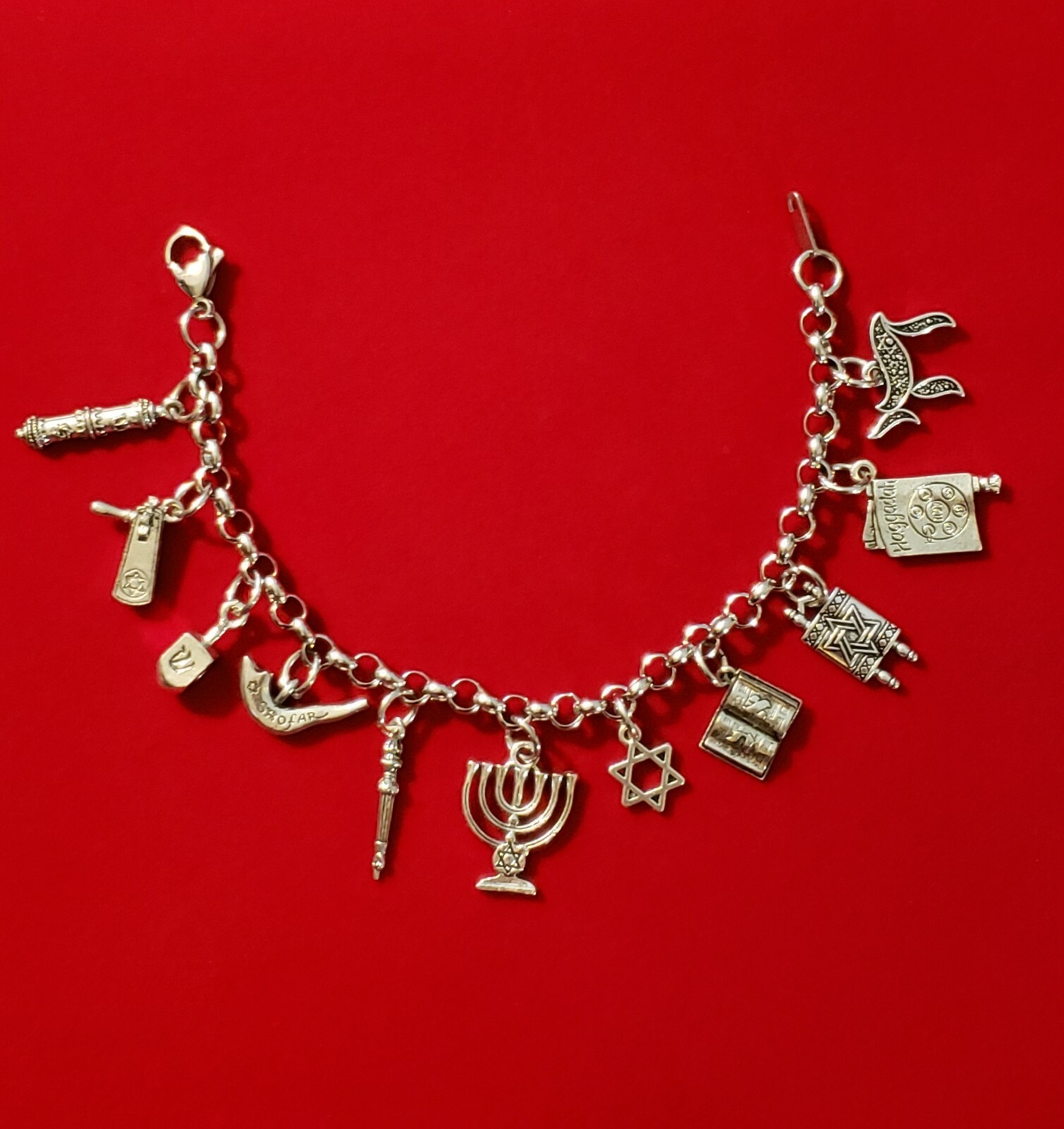 Silver Jewish Chain Bracelet, Charm Bracelet | eBay