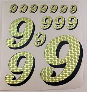 Racing Numbers Number 9 Decal Sticker Pack Gold Black for 1/8 1/10 RC ...