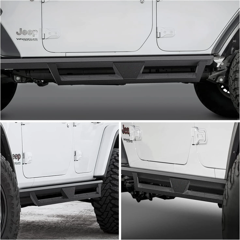 DROP STEP RUNNING BOARDS BLACK NERF BAR FOR 2018-2025 JEEP WRANGLER JL ...