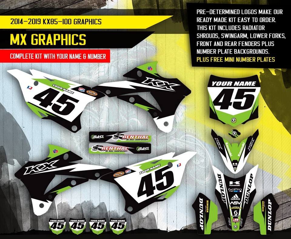 2014-2021 KX100 KX 85 A2 SERIES Graphics Kit DECALS | eBay