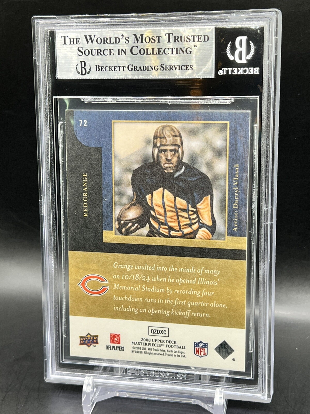2008 UD Masterpieces Red Grange BGS 9 MINT HOF Chicago Bears Card #72 ...