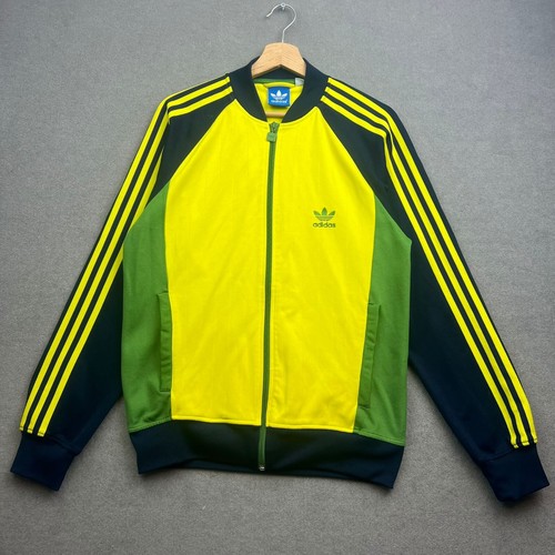 ADIDAS Track Jacket Men M Yellow Colourblock Rare Brazil Rasta Marley ...