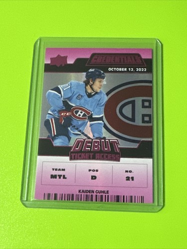 2022-23 UD Credentials Kaiden Guhle Debut Ticket Access Pink Rookie 7/ ...