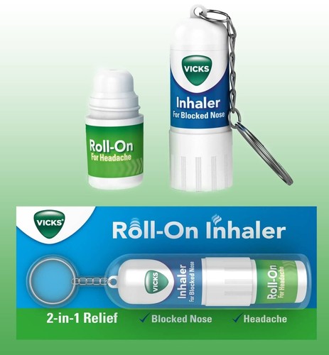 VICKS Roll On Inhaler 2 in 1 Relief For Headache & Blocked Nose Balm ...