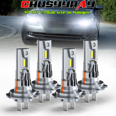 for Smart Fortwo 2008-2015 4x H7+H7 LED Combo Headlights High Low Beam ...