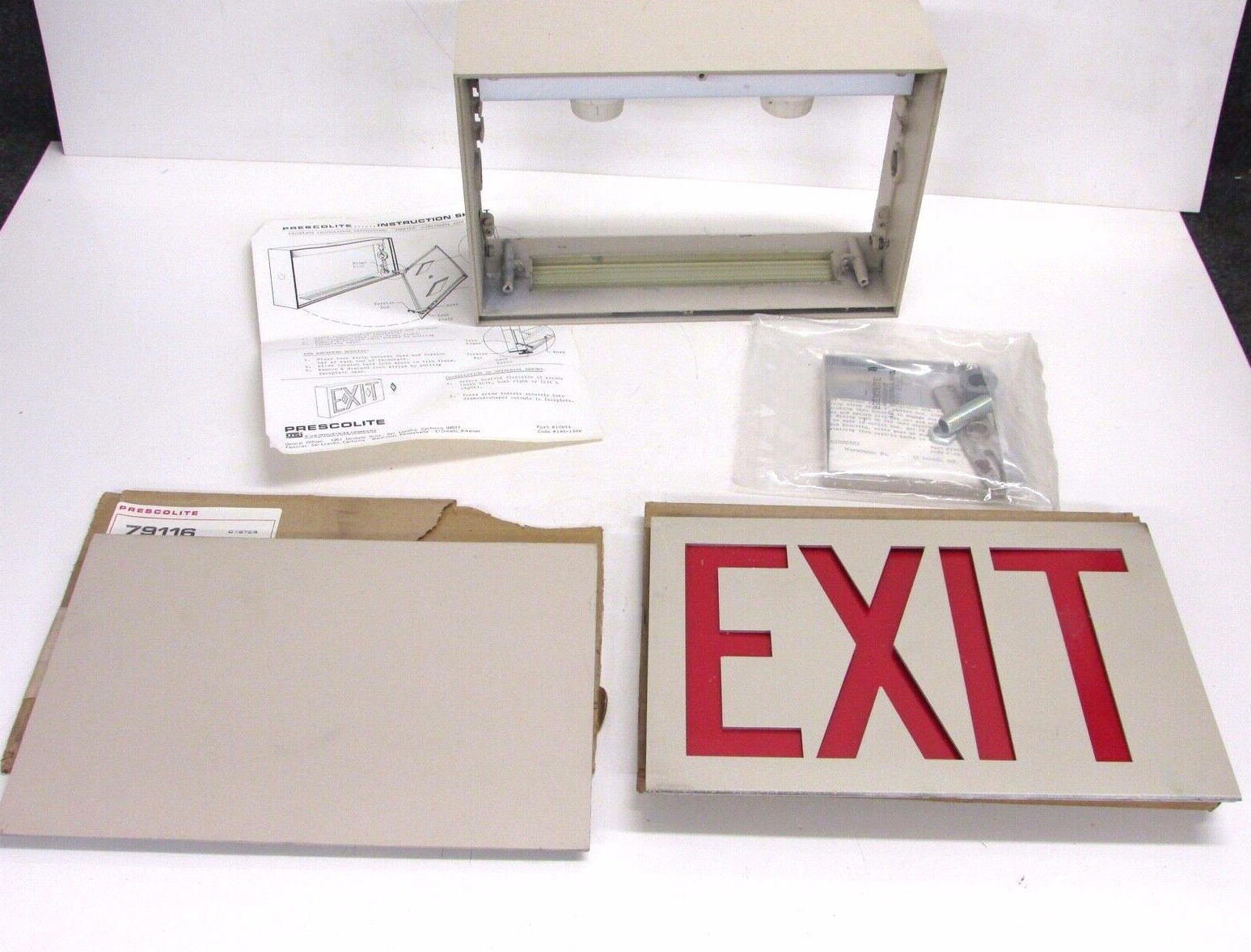 PRESCOLITE 71200 SINGLE SIDED EXIT SIGN LIGHT, 120VAC, RED LENS | eBay