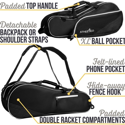 6 Racquet Tennis Bag | Padded to Protect Rackets & Lightweight ...