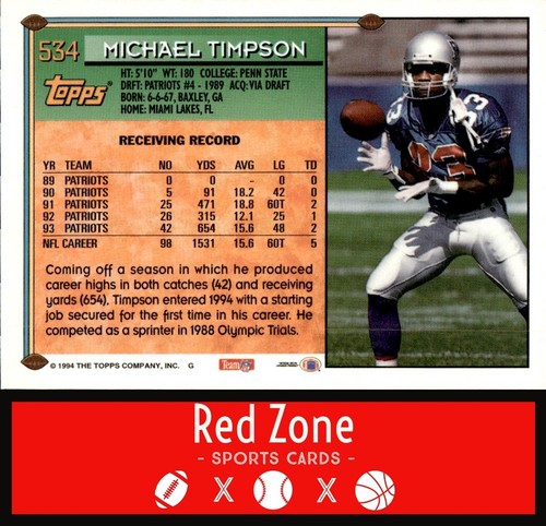 1994 Topps - #534 Michael Timpson NM Set Break. | eBay