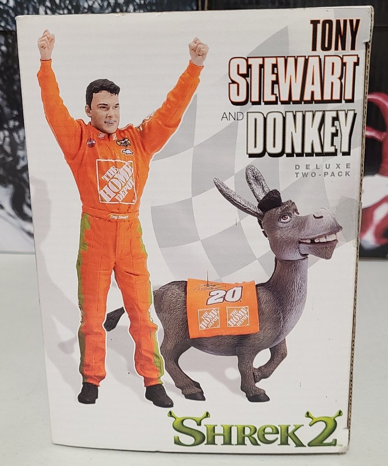 Shrek 2 Figures Donkey & Tony Stewart Mcfarlane 2004 Home Depot NASCAR ...