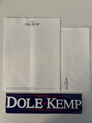 RARE: Vintage Dole-Kemp ‘96 Unused Letterhead, Envelope and Bumper ...