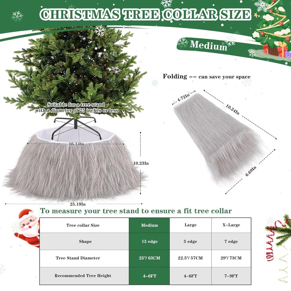 Christmas Tree Collar White Tree Skirt: Faux Fur Christmas Tree Base ...