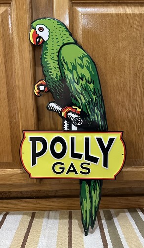 Polly Gas Metal Sign Parrot Oil Garage Parts Tools Vintage Style Wall ...