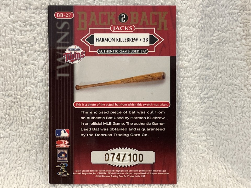 RARE 2001 Donruss Elite Back 2 Back Jacks #BB-27 Harmon Killebrew GUB ...