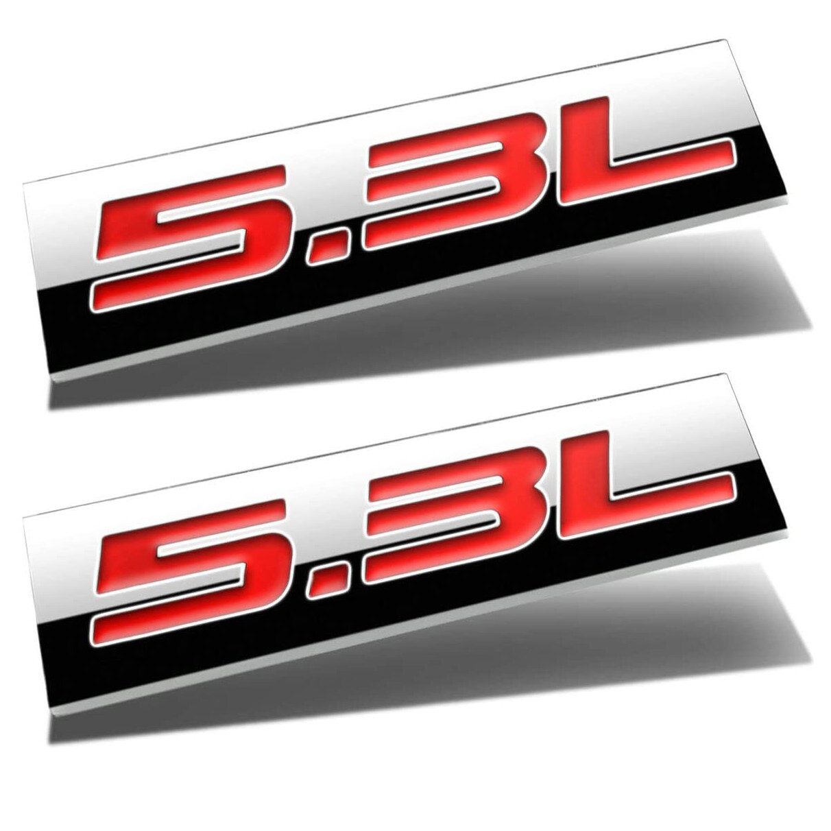2x Chrome Finish Metal Emblem 5.3L Badge Logo (Red Letter) | eBay
